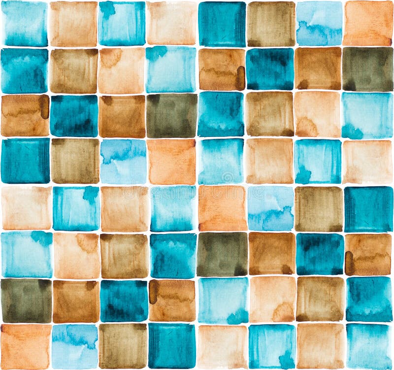 Watercolor Pattern of Squares Stock Illustration - Illustration of ...