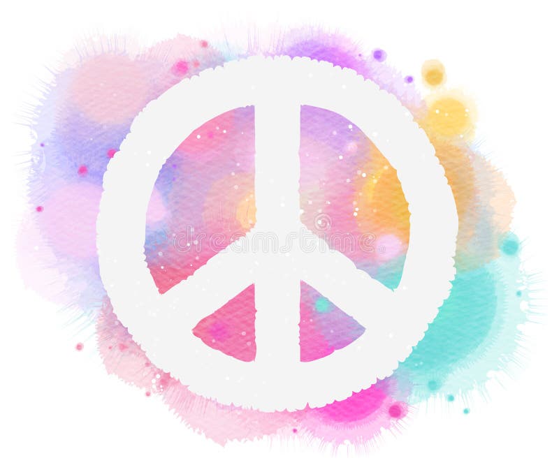 Watercolor Peace Symbol. Digital Art Painting Stock Illustration ...