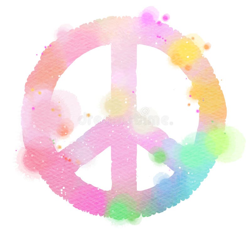 Watercolor Peace Symbol. Digital Art Painting Stock Illustration ...