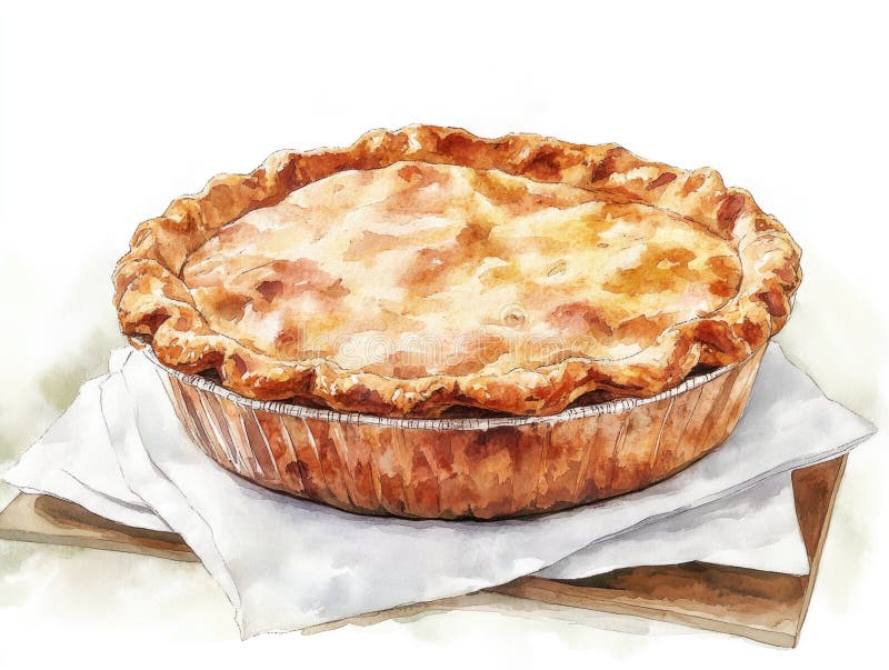 Watercolor Pie on Table stock photo. Image of watercolor - 381911756