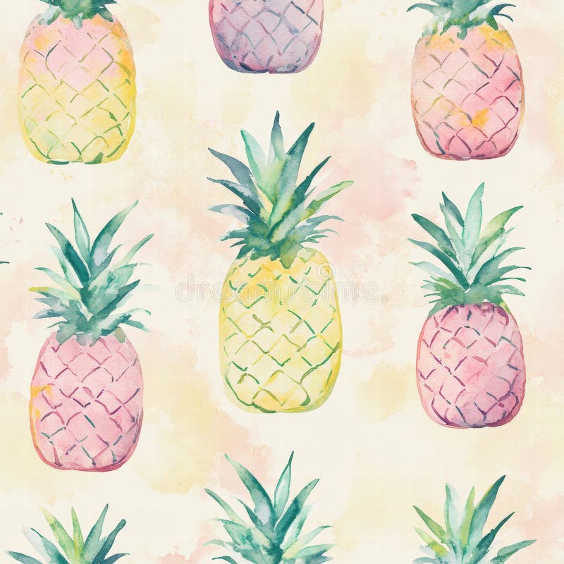 Watercolor Pineapple Pattern with Vibrant Colors and Soft Textures for ...