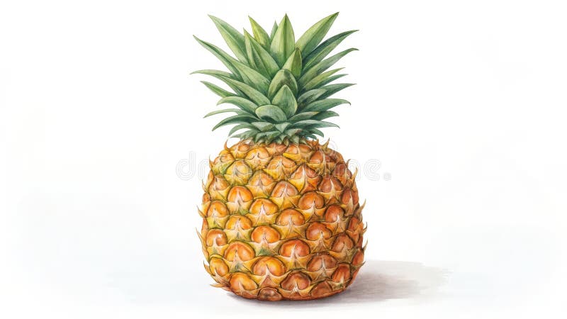 Watercolor Pineapple Portrait on White Background, Fruit , Tropical ...
