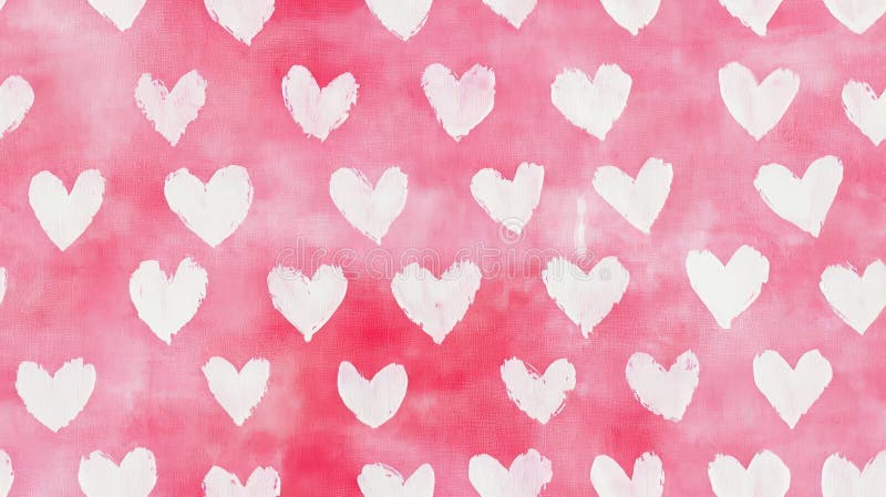 Watercolor Pink Background with White Hearts Stock Image - Image of ...