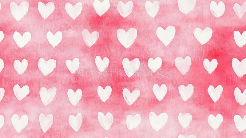Watercolor Pink Background with White Hearts Stock Photo - Image of ...