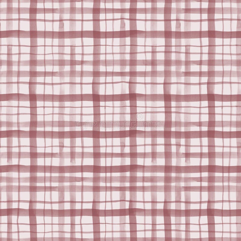 Watercolor Pink Checkered Seamless Pattern. Hand Drawn Stripe Texture ...