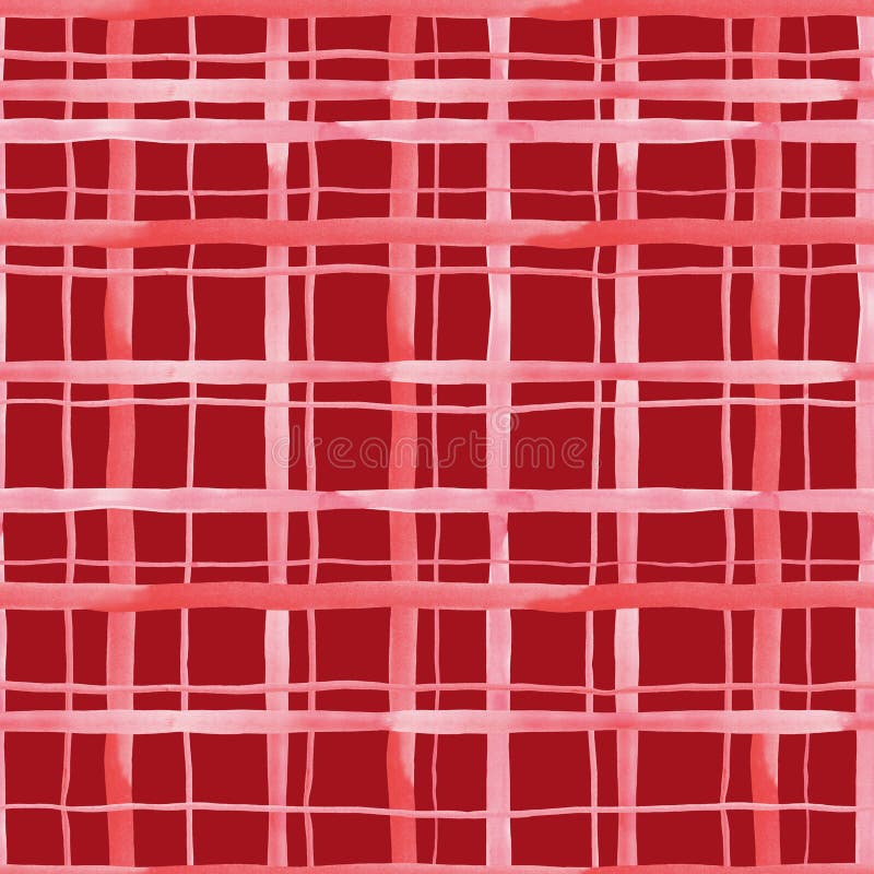 Watercolor Pink Checkered Seamless Pattern. Hand Drawn Stripe Texture ...