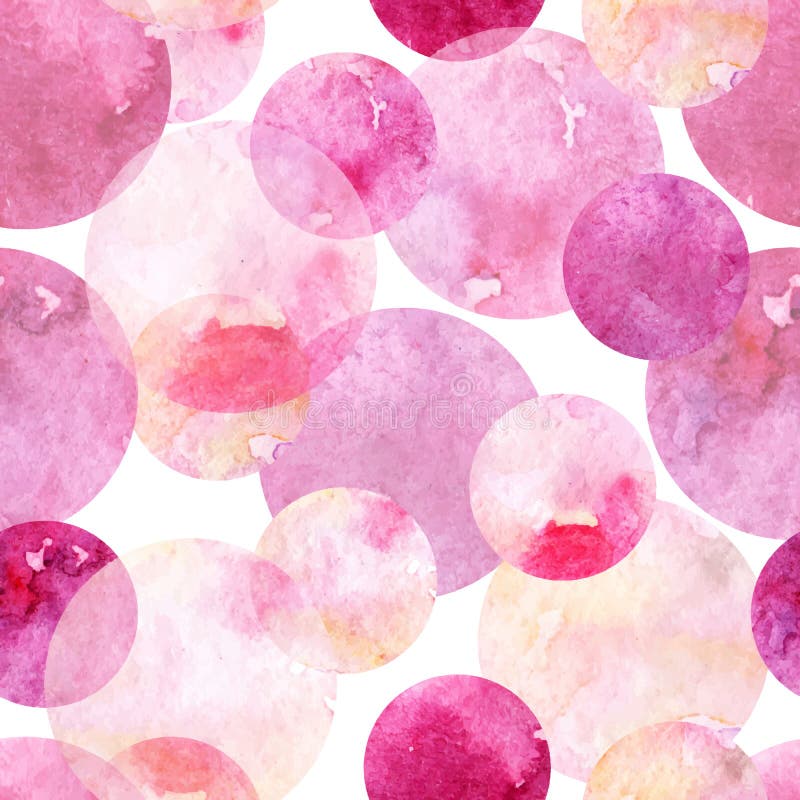 Watercolor Pink Circle Ball Abstract Seamless Pattern Vector Stock ...