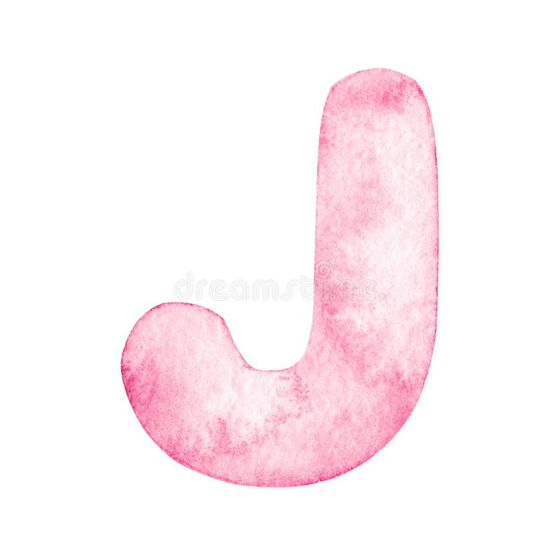 Watercolor Pink Letter J Isolated on White Stock Image - Image of ...