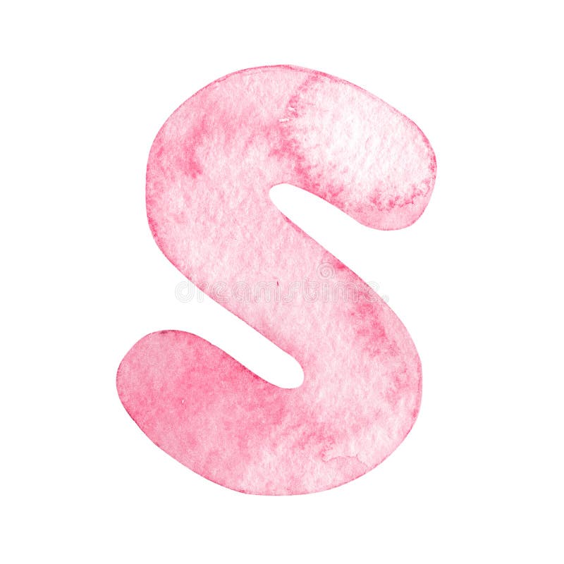 Watercolor Pink Letter S Isolated on White Stock Photo - Image of ...
