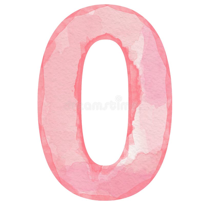 Watercolor Pink Number 0, Design for Cards Stock Illustration ...