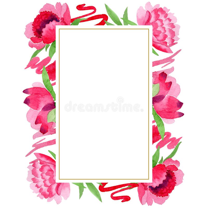 Watercolor Pink Peony Flower. Floral Botanical Flower. Frame Border ... Watercolor Pink Peony Flower. Floral Botanical Flower. Frame Border ...