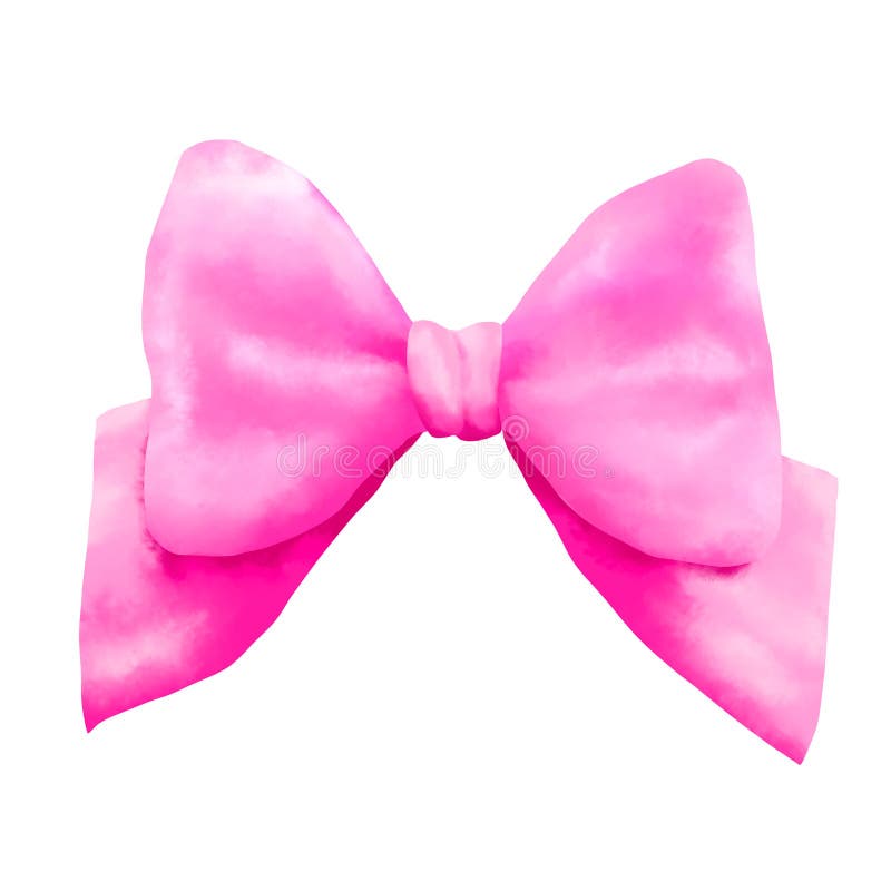 Watercolor of Pink Ribbon Bow with Clipping Path Stock Image - Image of ...