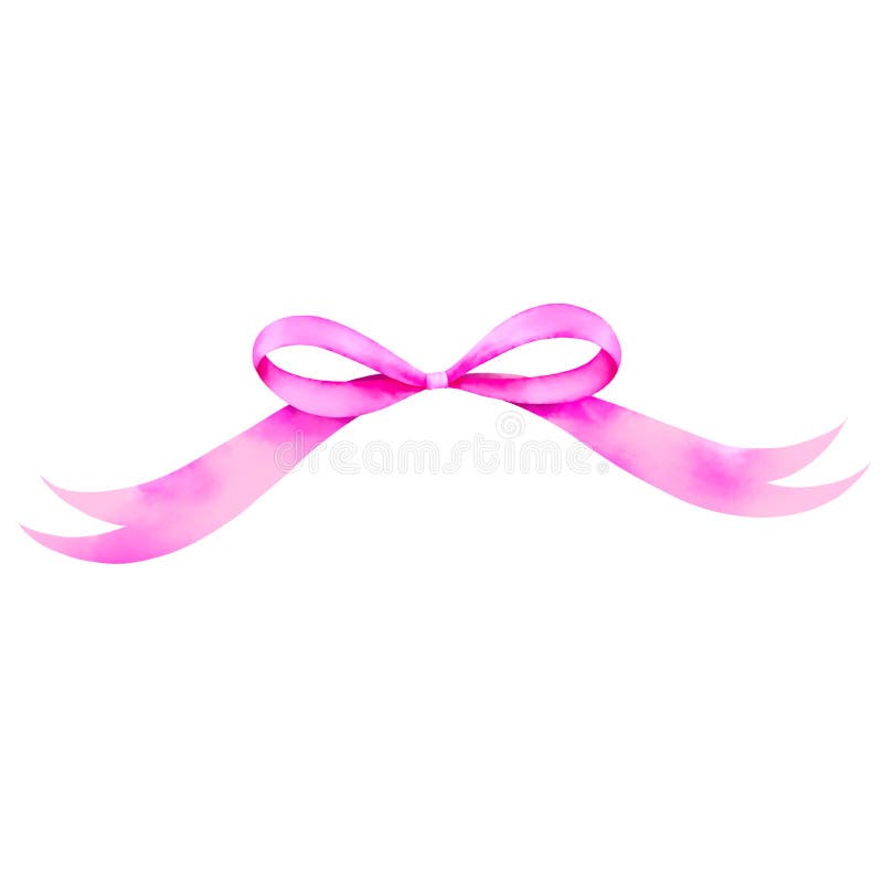 Watercolor of Pink Ribbon Border, Frame with Clipping Path. Happy Birth ...