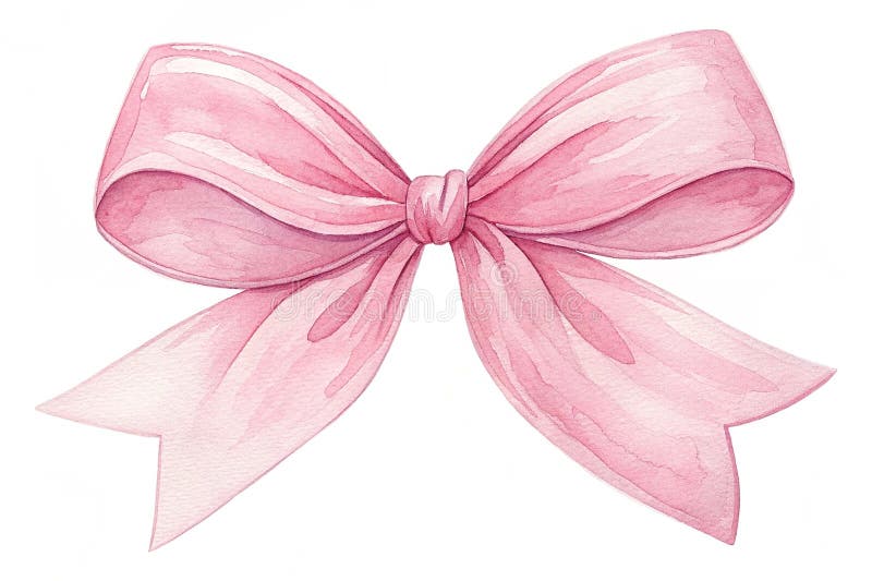 Watercolor Pink Ribbon Bow â€ Delicate Decorative Element on White ...