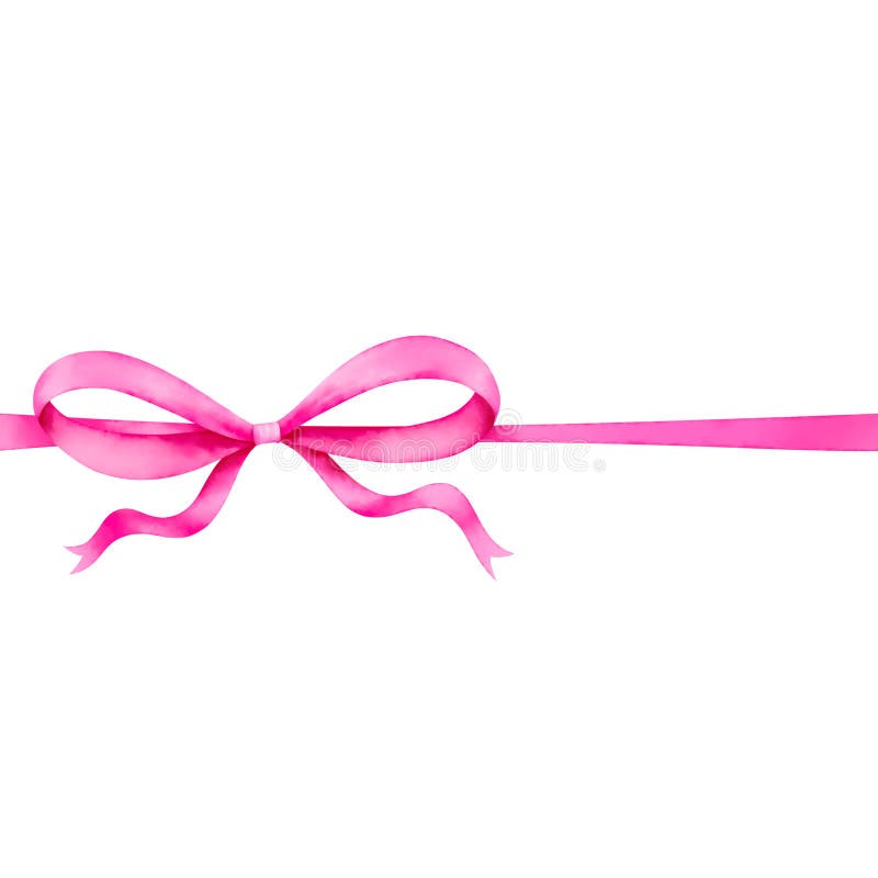 Watercolor of Pink Ribbon Border, Frame with Clipping Path. Happy Birth ...