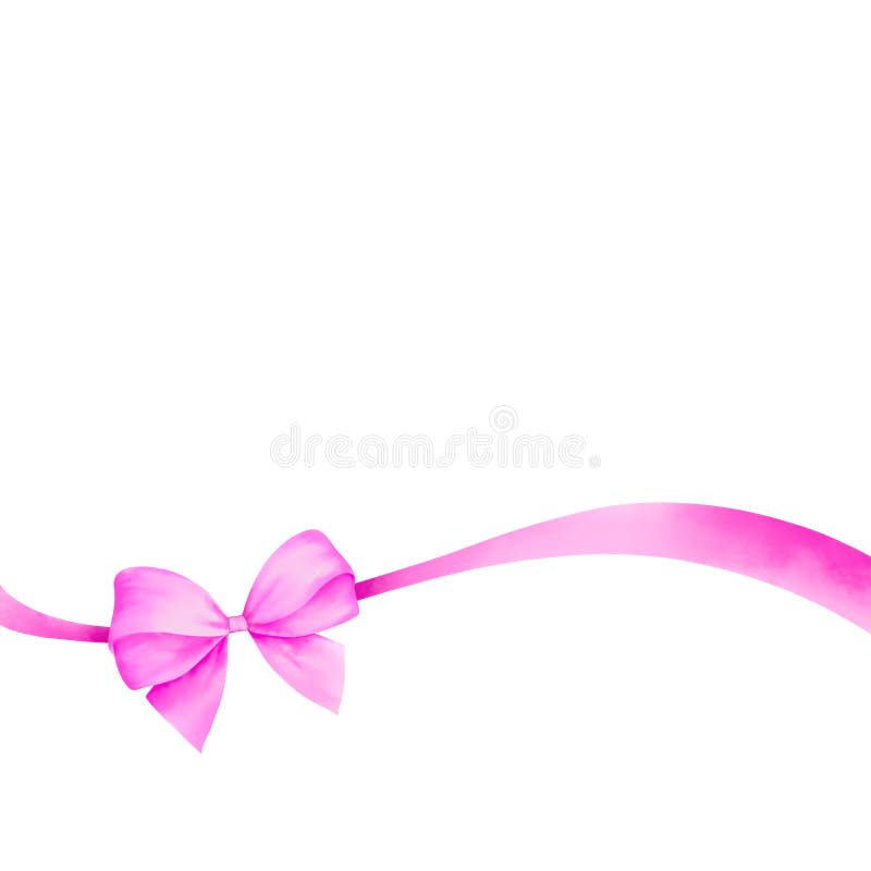 Watercolor of Pink Ribbon Border, Frame with Clipping Path. Happy Birth ...