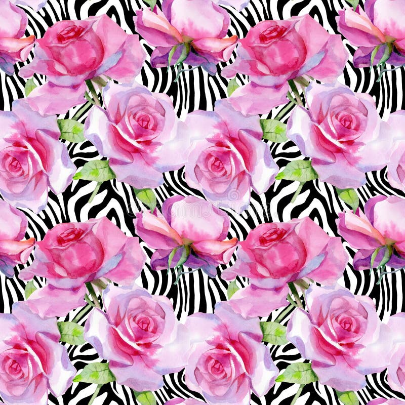 Watercolor Pink Rose Seamless Pattern Spring Print Stock Illustration ...