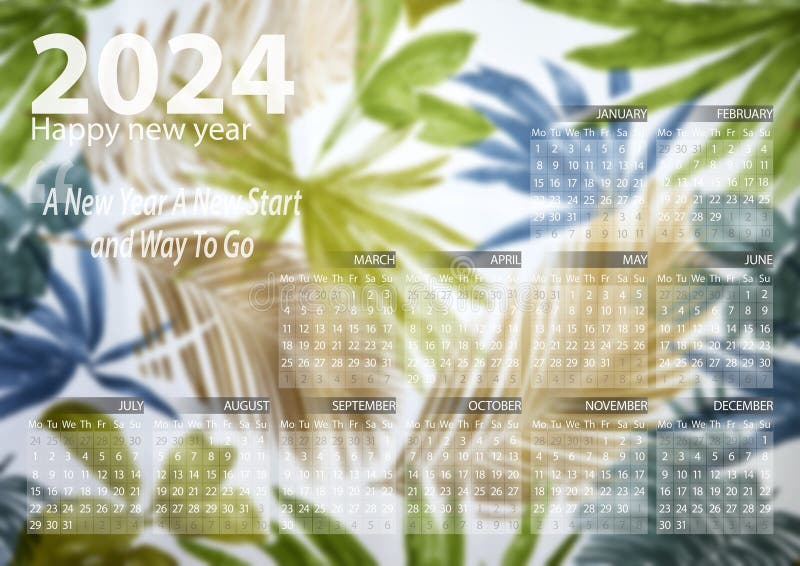 Blue Reeds Vase with 2024 Year Calendar Stock Image - Image of calendar ...