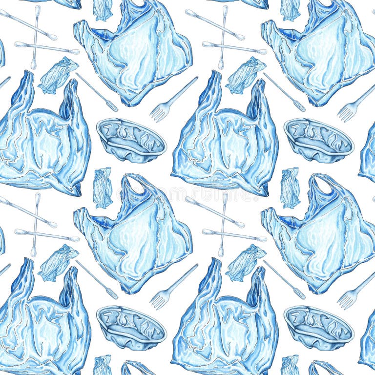 Watercolor Plastic Waste Pattern Stock Photo - Image of planet ...