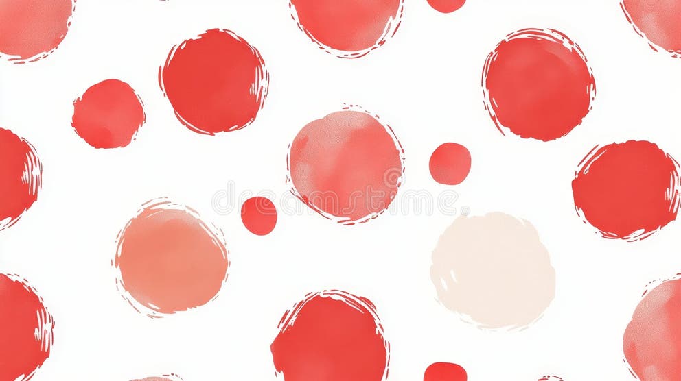 Watercolor Polka Dot Pattern, Red and White Background, Circle Texture ...