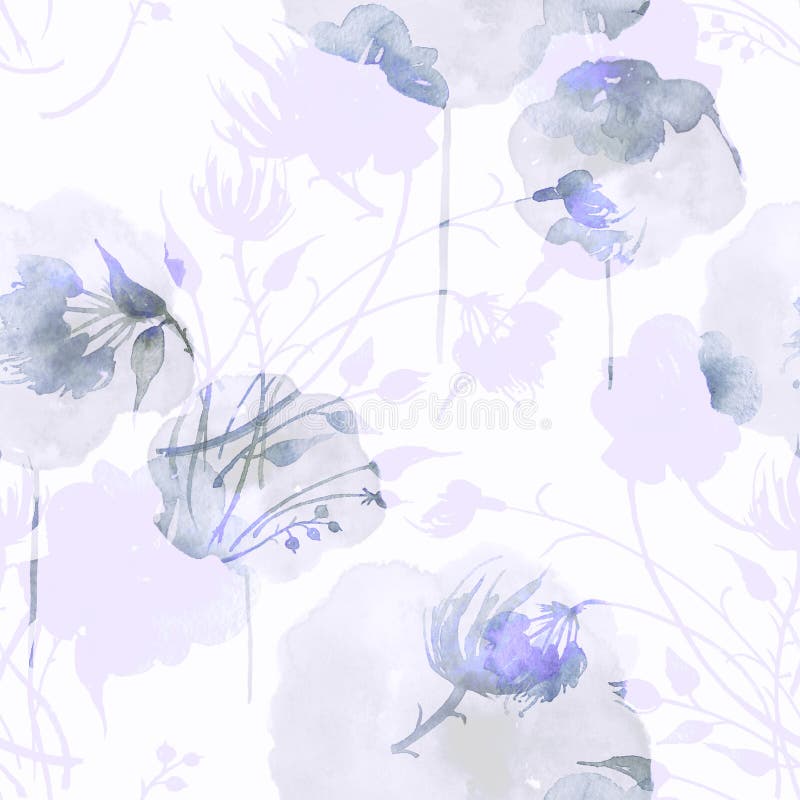 Watercolor Poppy Watercolor Vintage Seamless Pattern With Drawing