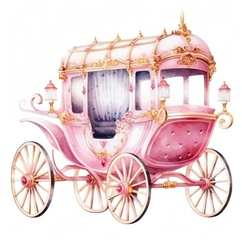 Watercolor Princess Coach. Illustration AI Generative Stock ...