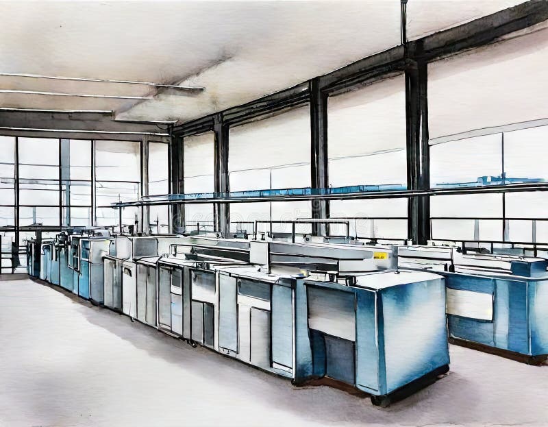 Watercolor of Printer Made with Stock Illustration - Illustration of ...