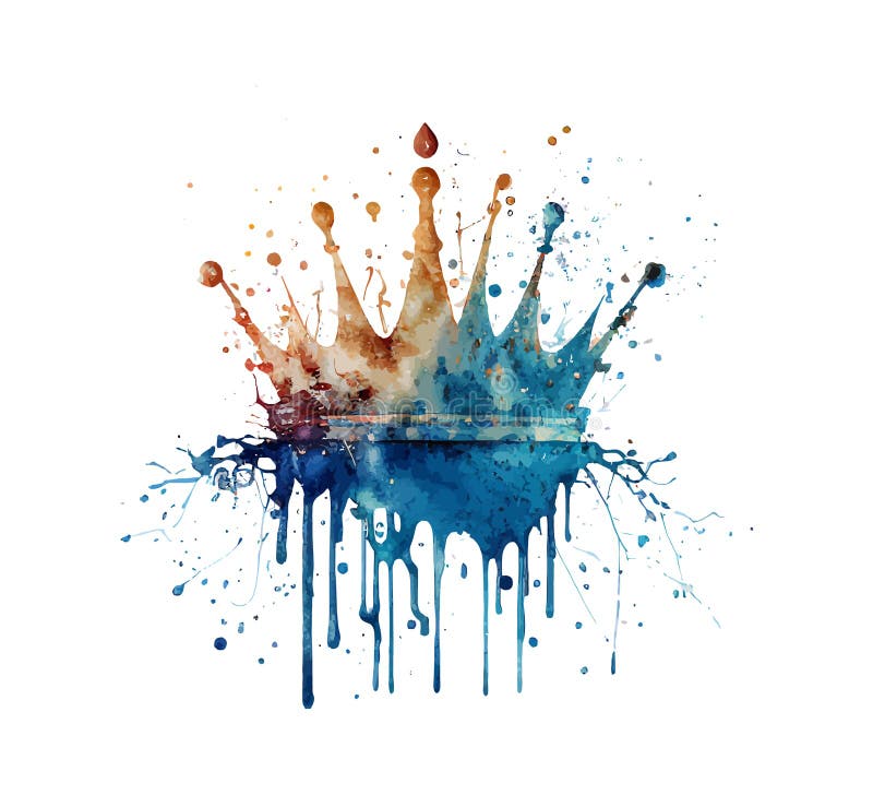 Watercolor Pure Water Splatter Crown. Vector Illustration Stock ...