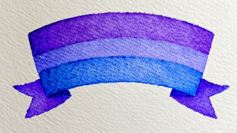 Watercolor Purple and Blue Gradient Ribbon Banner Stock Illustration ...