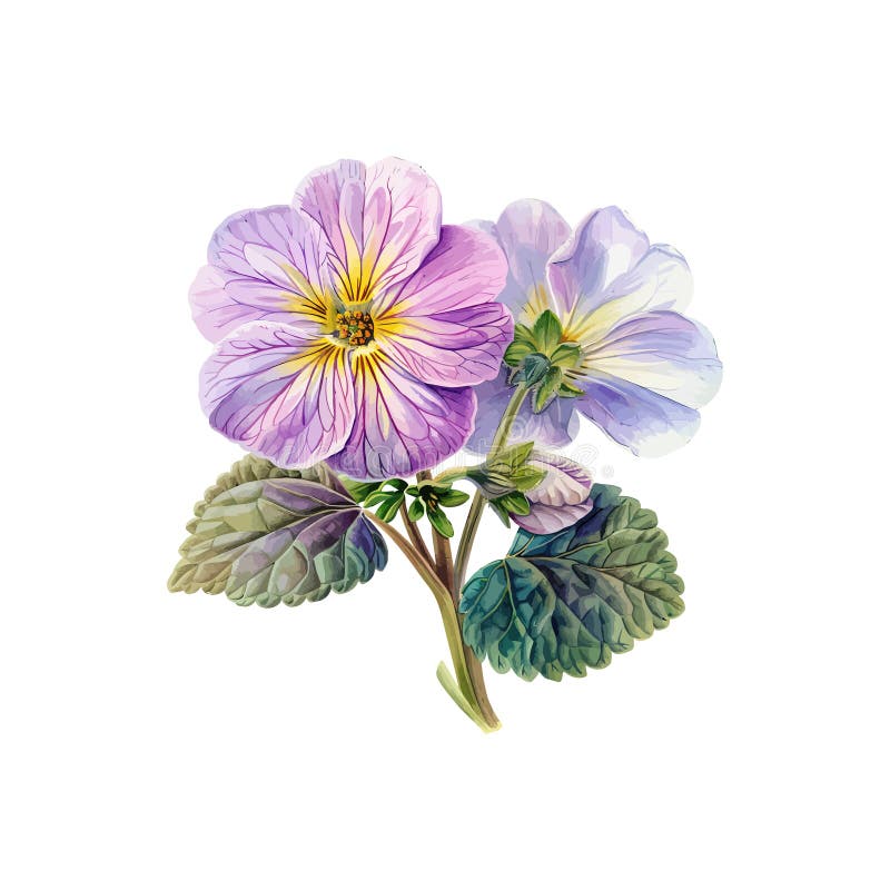 Watercolor of Purple Primrose Flowers. Vector Illustration Design Stock ...