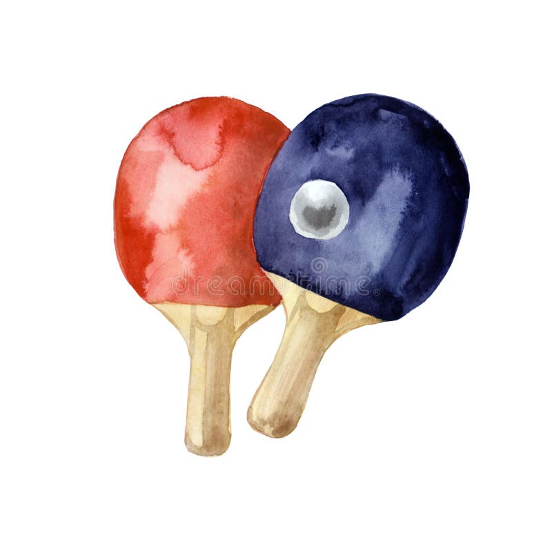 Watercolor Racket for Table Tennis Isolated on White Background Stock ...