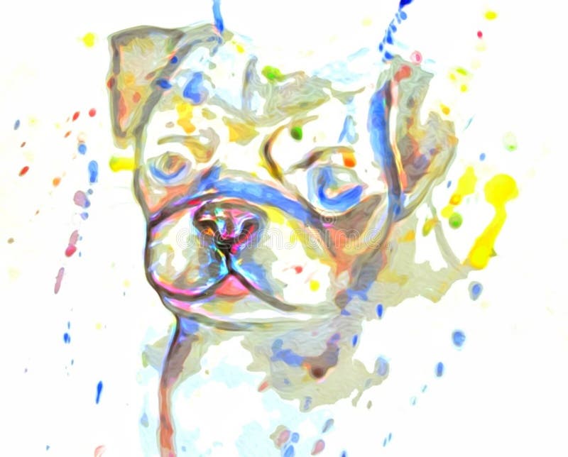 Watercolor Rainbow Abstract Pug Stock Illustration - Illustration of ...