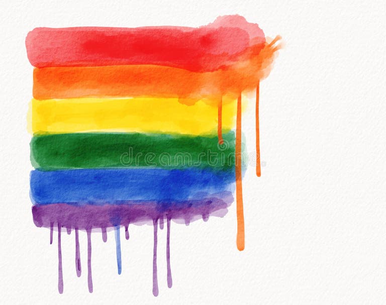 Watercolor Rainbow Rectangle with Dripping Paint Effect, Symbolizing ...