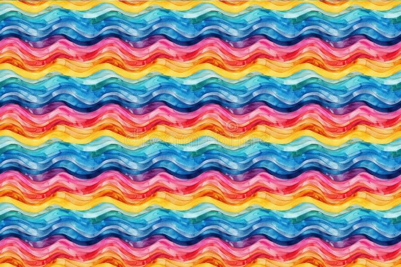 Watercolor Rainbow Wave Pattern Stock Image - Image of stripes ...