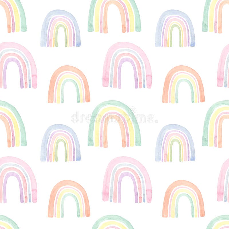 Watercolor Rainbows Pattern Stock Illustration - Illustration of ...