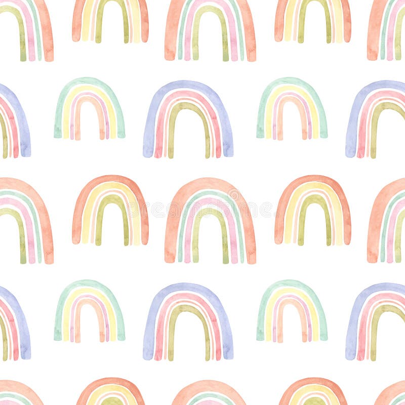 Watercolor Rainbows Pattern Stock Illustration - Illustration of ...