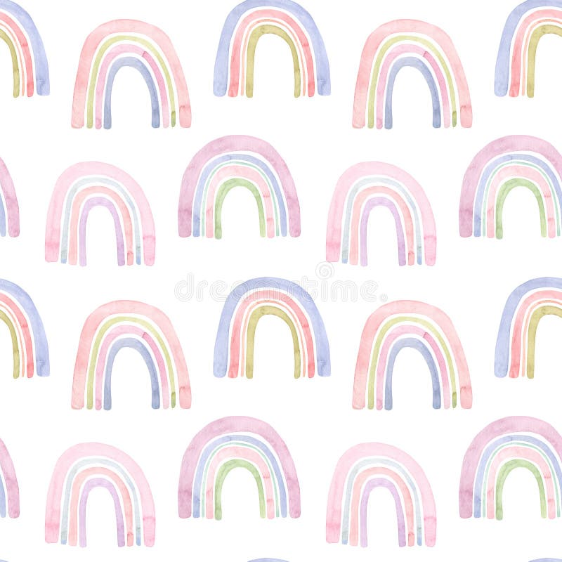 Watercolor Rainbows Pattern Stock Illustration - Illustration of ...