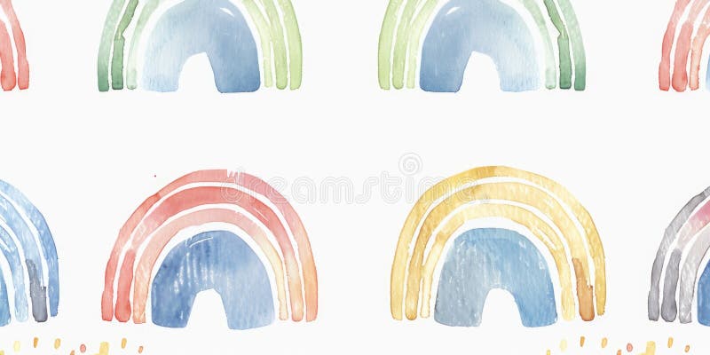Watercolor Rainbows Set on White Background Stock Illustration ...