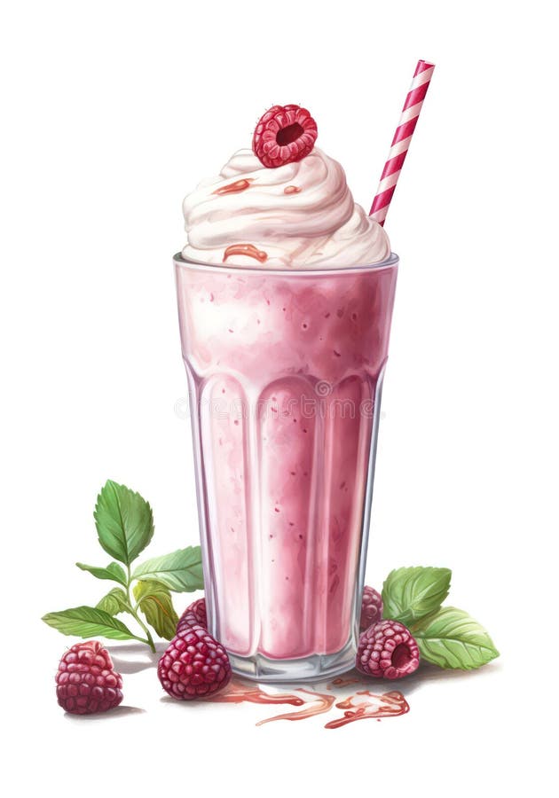 Pink Raspberry Milkshake Stock Illustrations – 349 Pink Raspberry ...