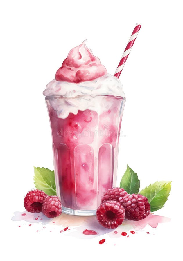 Pink Raspberry Milkshake Stock Illustrations – 349 Pink Raspberry ...