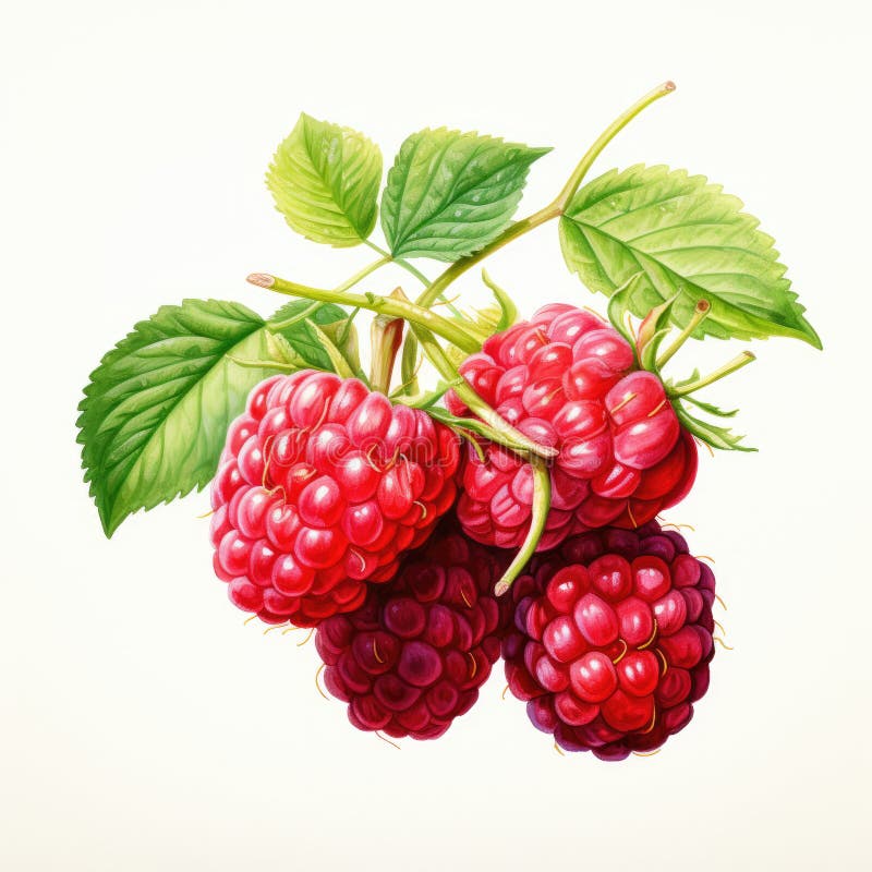 Watercolor raspberry stock illustration. Illustration of landscape ...