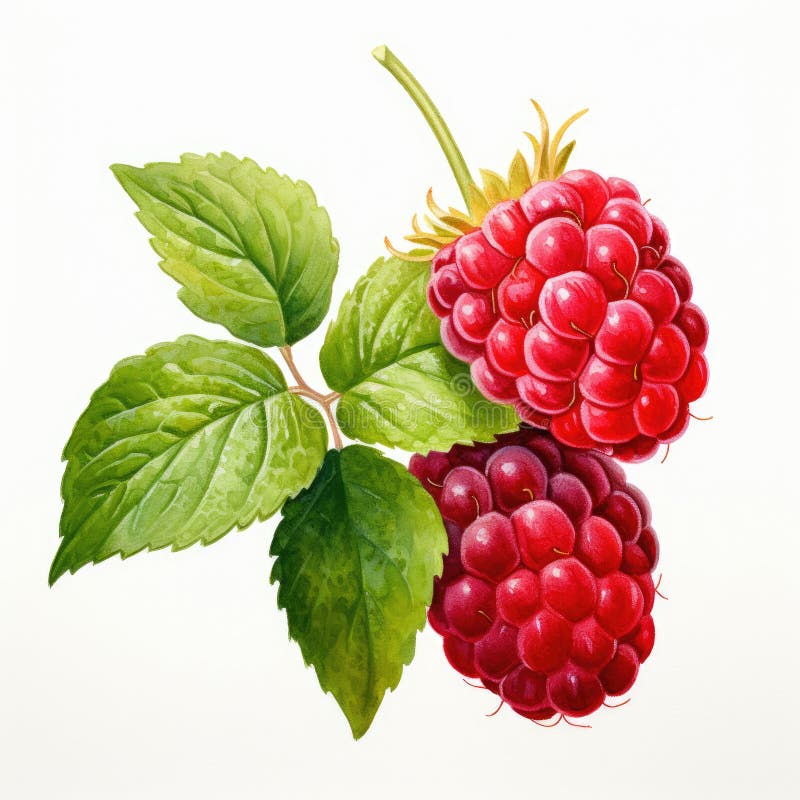 Watercolor raspberry stock illustration. Illustration of minimalist ...