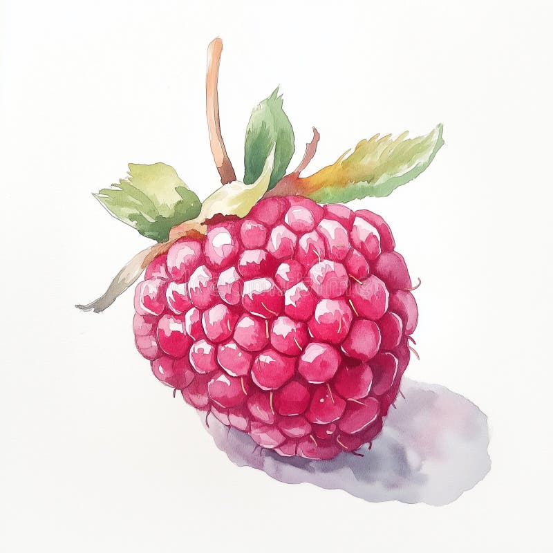Watercolor Raspberry on a White Background Stock Illustration ...