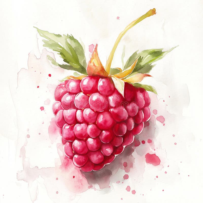 Watercolor Raspberry on a White Background Stock Illustration ...