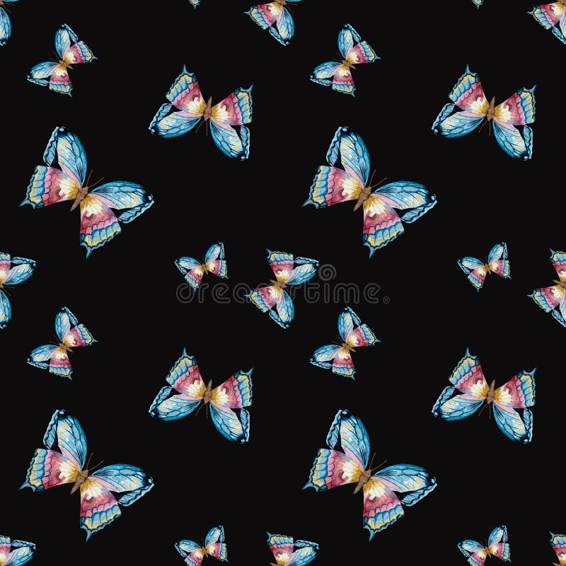 Watercolor Butterfly Pattern Raster Stock Illustrations – 150 ...