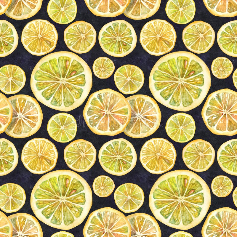 Watercolor Realistic Citrus Pattern Stock Illustration - Illustration ...