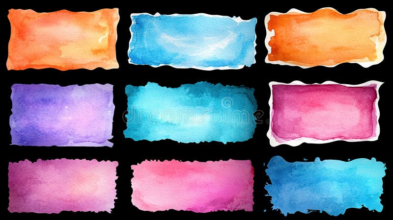 Watercolor Rectangle Shapes Stock Illustration - Illustration of purple ...