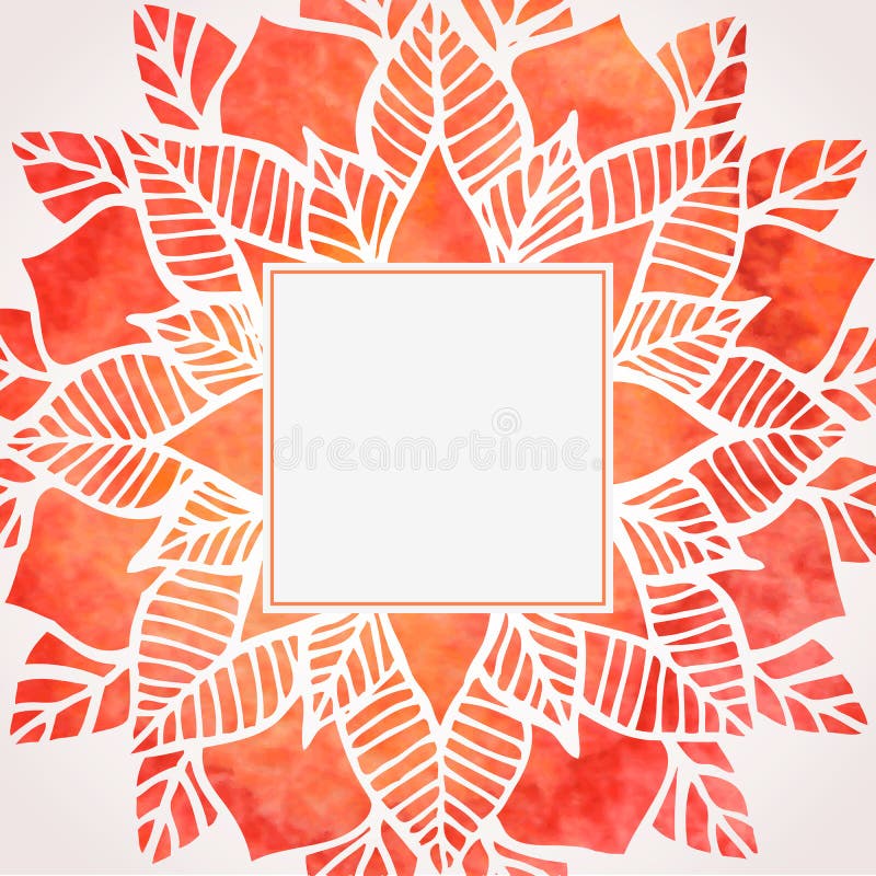 Watercolor Red Frame with Floral Pattern. Vector Element Stock Vector ...