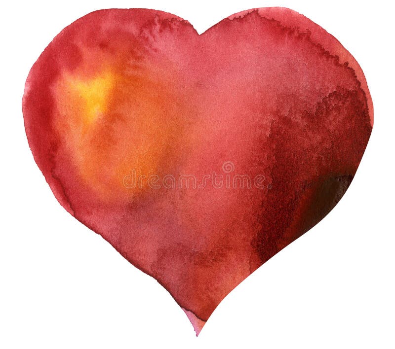 Watercolor red heart stock vector. Illustration of isolated - 84266877