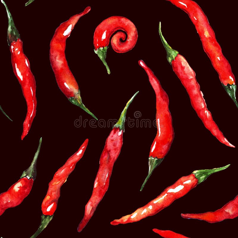 Watercolor Red Hot Chili Chilli Spicy Pepper Frame Border Stock ...